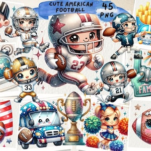 American Football Watercolor Clipart, Cute Sports Illustrations ...