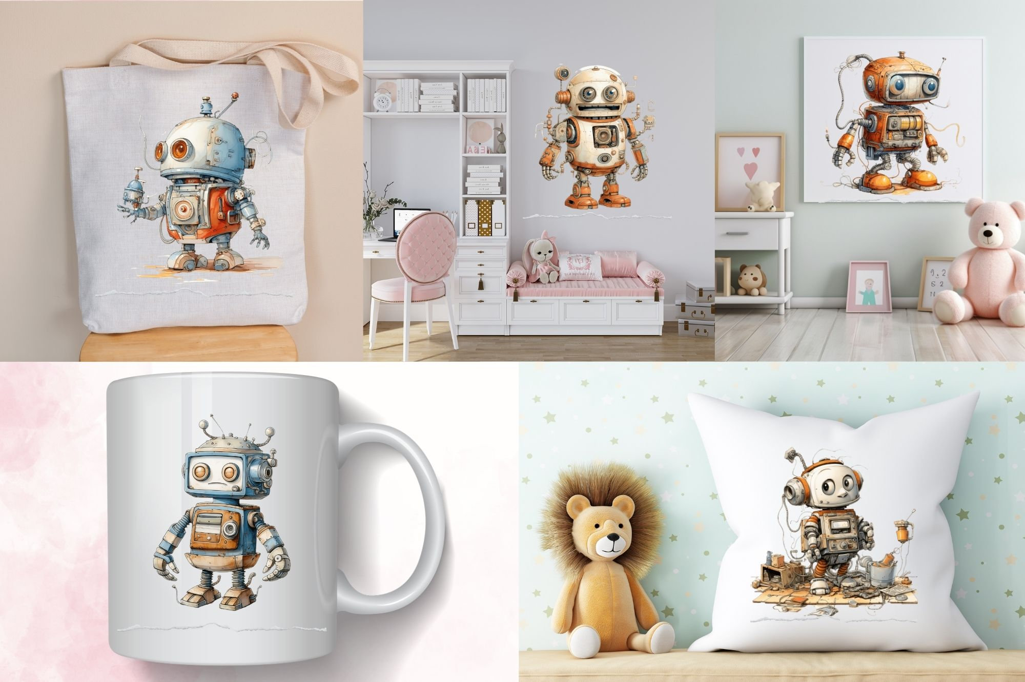 Robot Clipart Robot Characters Fun Robot Rocking Robot - Etsy