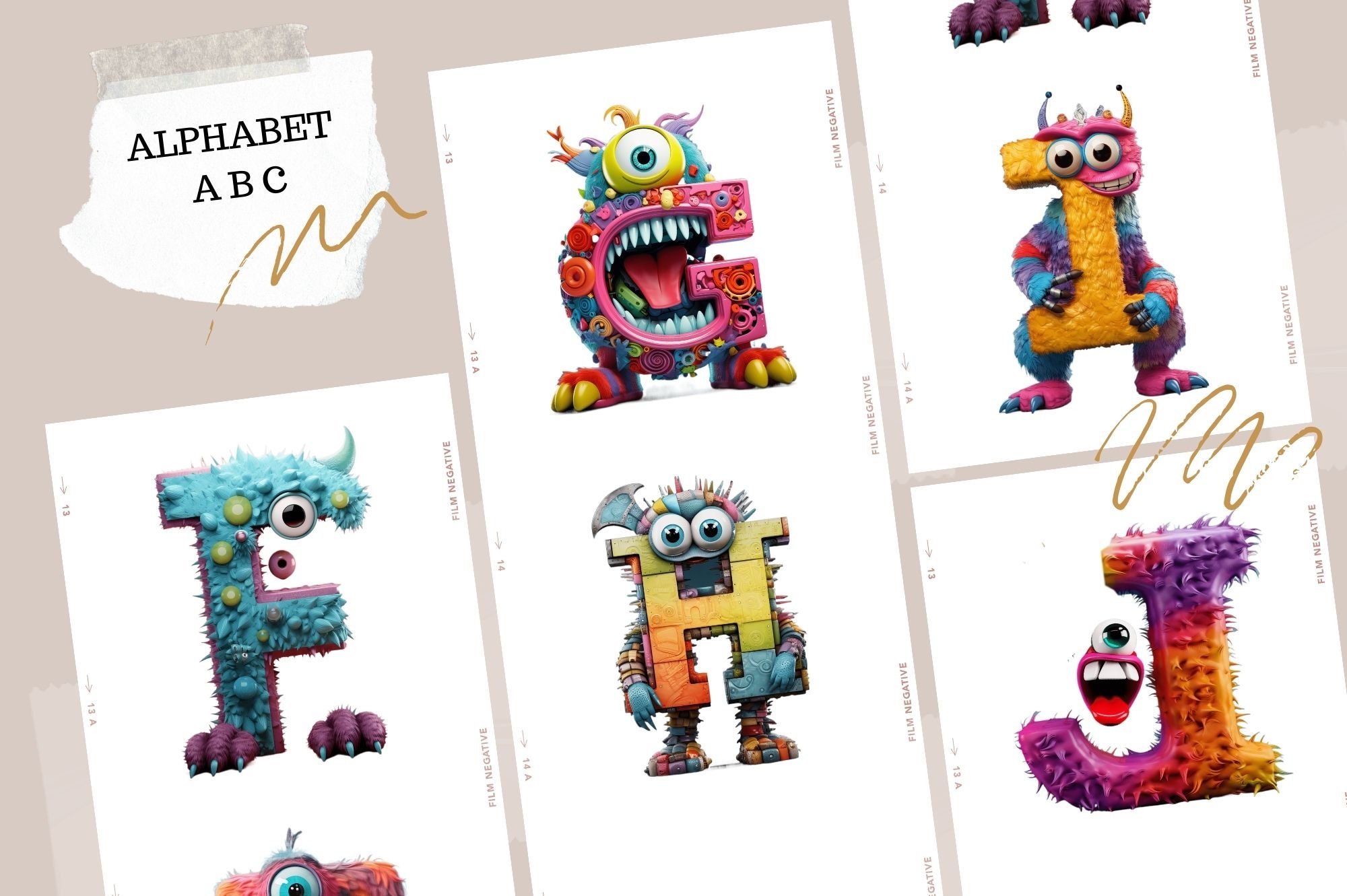 Crazy Mad Monster Alphabet, Monster Alphabet Clipart, Cute Monsters ...