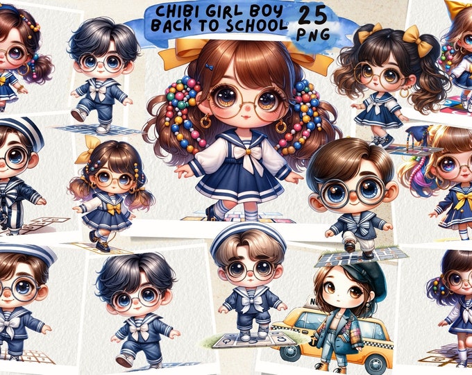 Chibi Cute Teacher Clipart, Boy and Girl Back to School Clipart, Chibi ...