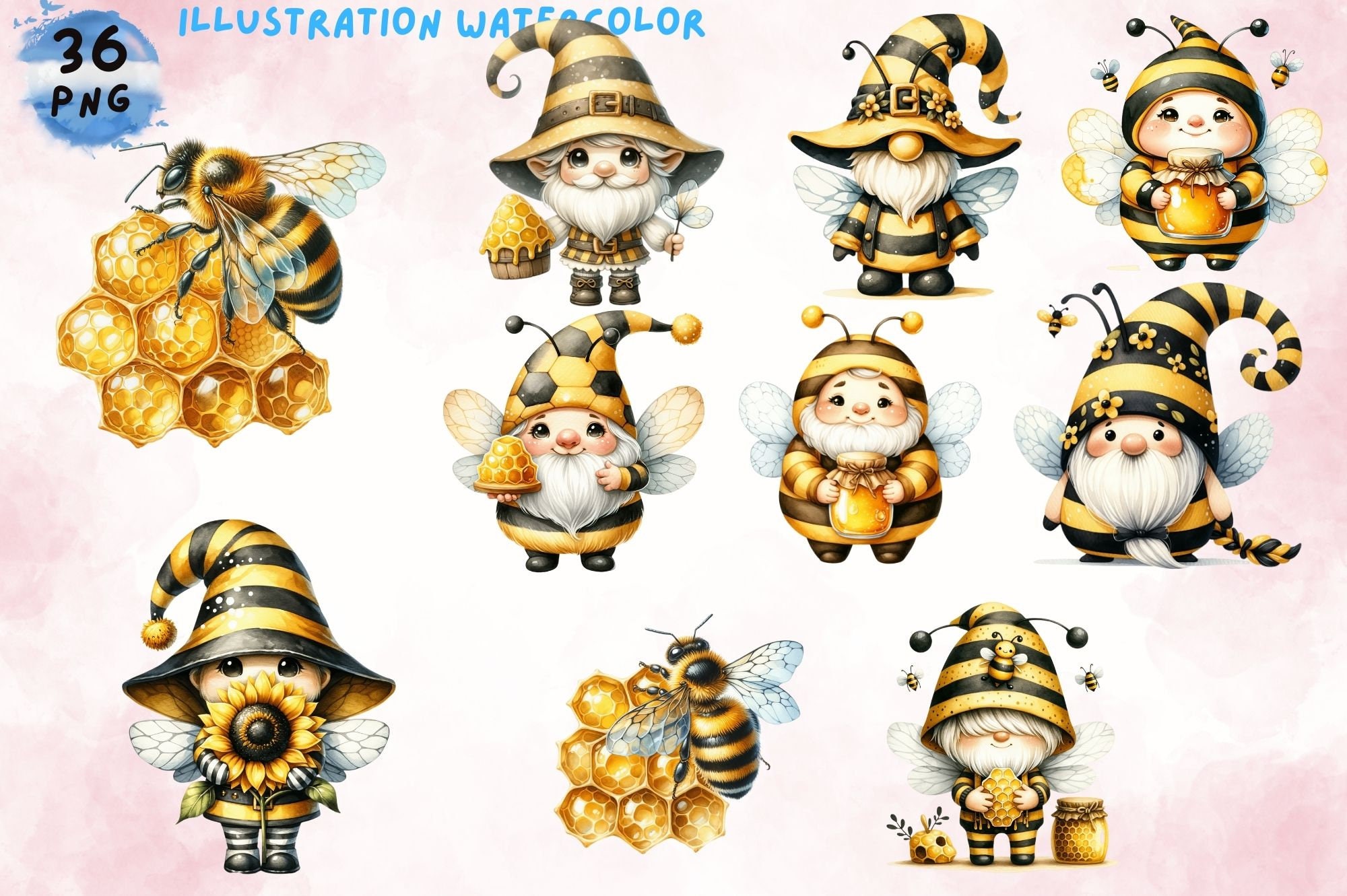 Bumble Bee Gnomes, Bee Gnome Clipart, Gnome Clipart, Sublimation ...