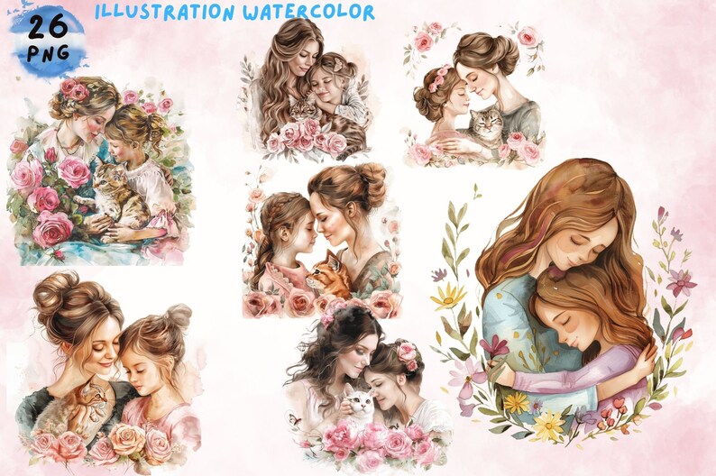 Mother’s Day Watercolor Clipart, Floral Mother’s Day, Mother’s Day ...