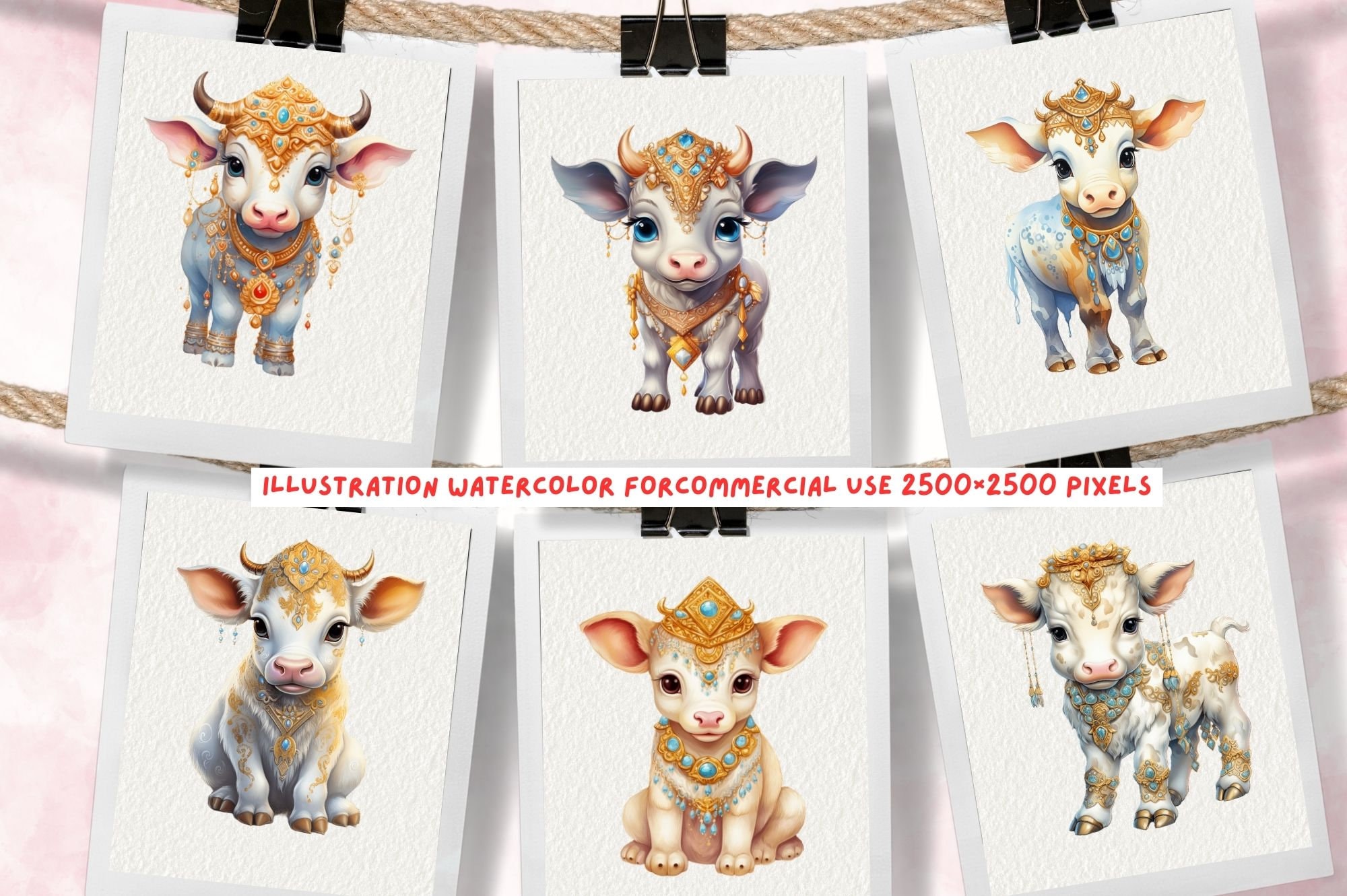 Royal Cow Clipart, Fantasy Cow Clip Art, Magical Cow Bundle, Jewelled ...