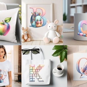 Back to School Alphabet Clipart, Supplies Alphabet, Alphabet, School ...