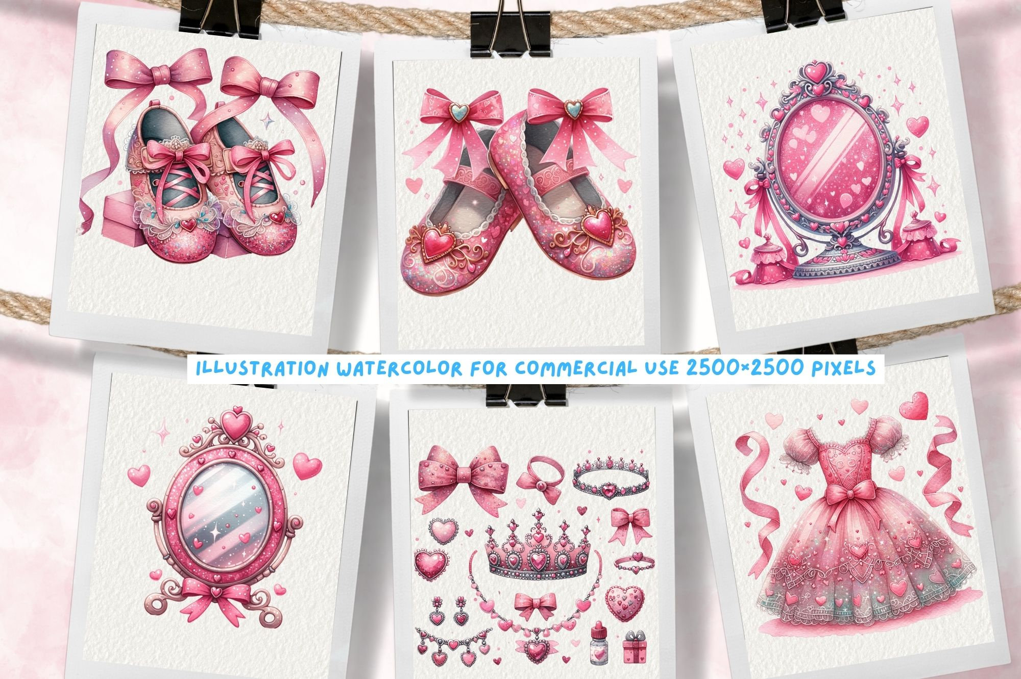 Watercolor Pink Princess Clipart Little Princess Clipart - Etsy