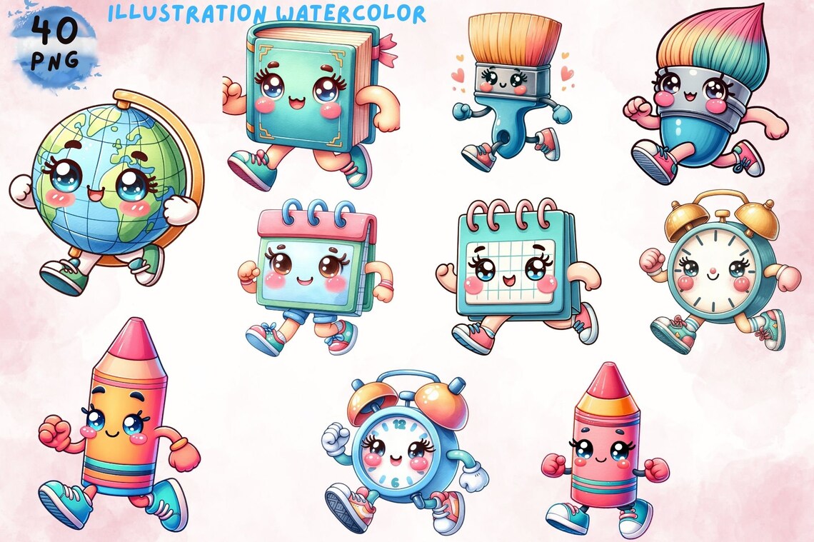 Back to School Elements, School Clipart, Backpack Clipart, Calculator ...