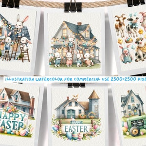 Country Farmhouse Easter Clipart, Easter, Rustic Easter, Easter Bunny ...