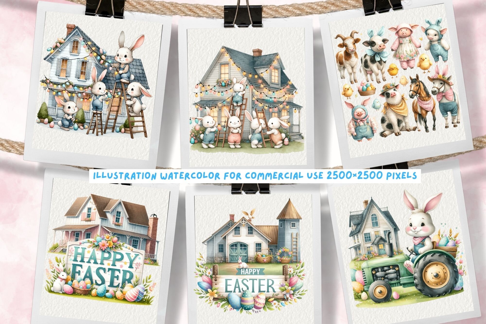 Country Farmhouse Easter Clipart, Easter, Rustic Easter, Easter Bunny ...