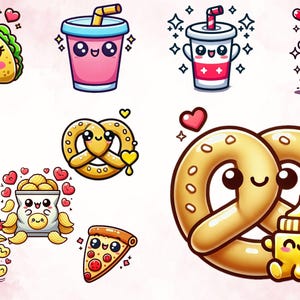 Adorable Kawaii Junk Food Clipart, Cute Digital Food Illustrations for ...