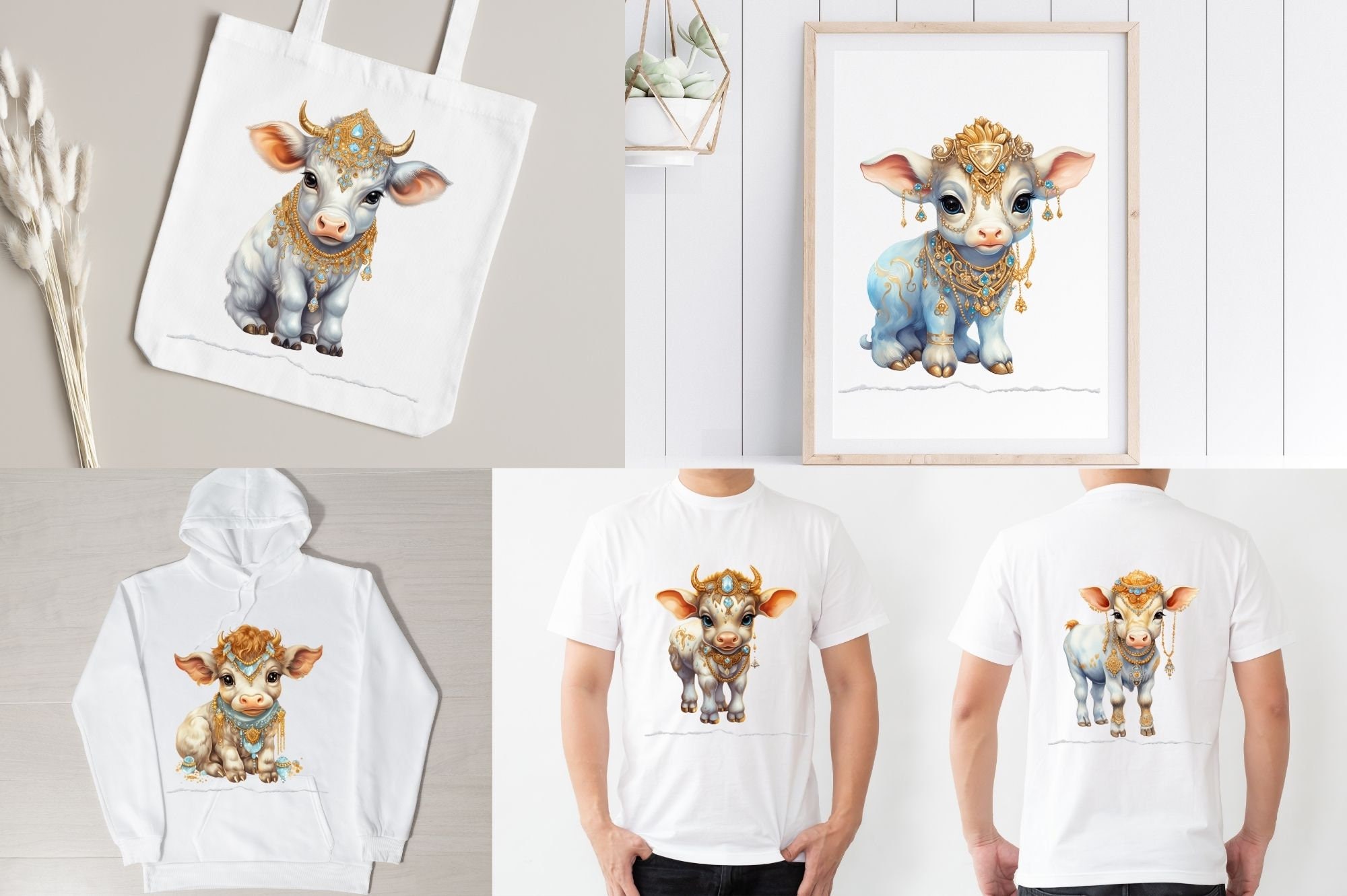 Royal Cow Clipart, Fantasy Cow Clip Art, Magical Cow Bundle, Jewelled ...