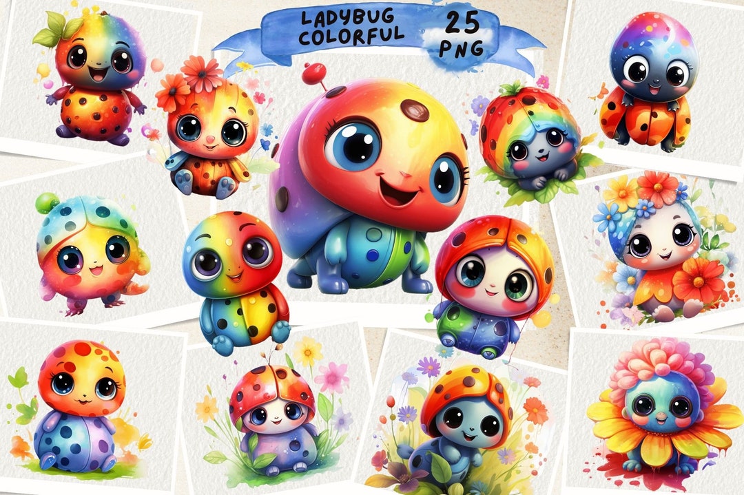 Ladybug Colorful Clipart, Ladybug Rainbow, Cute Bug, Ladybug Scrapbook ...