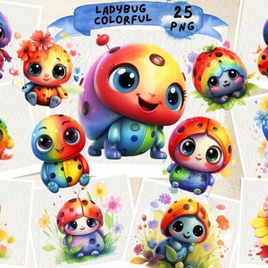 Ladybug Colorful Clipart, Ladybug Rainbow, Cute Bug, Ladybug Scrapbook ...