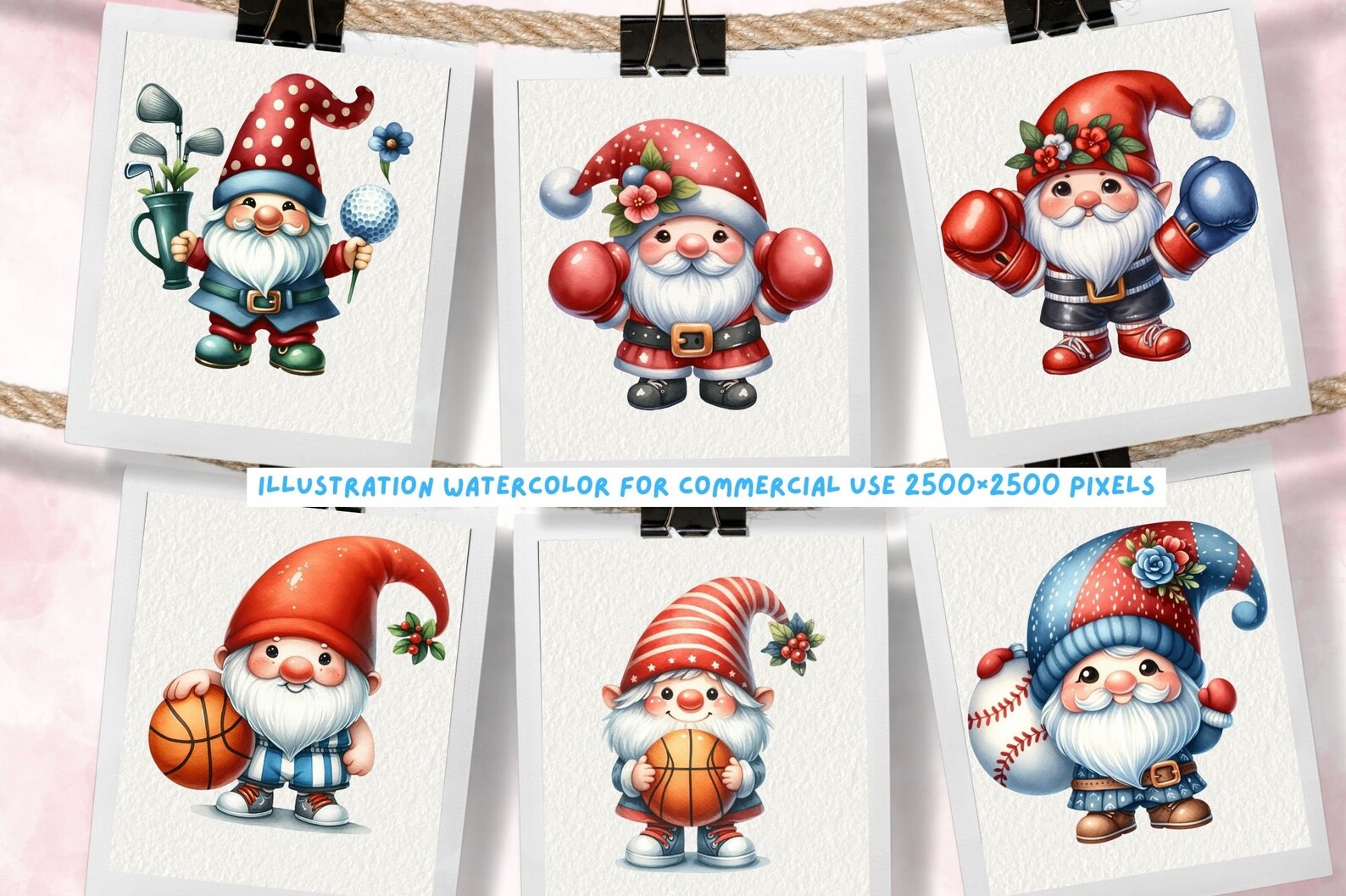 Sports Gnomes Clipart, Game Day, Sports Sublimate, Baseball, Basketball ...