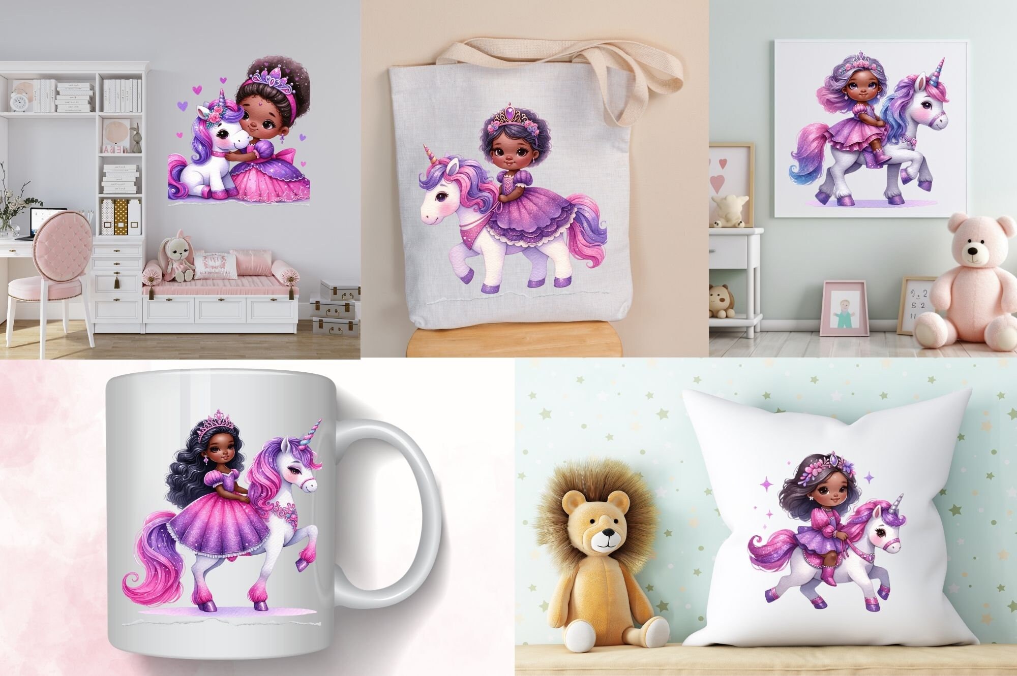 Cute American African Princess Clipart, Purple Princess PNG, Cute Girl ...