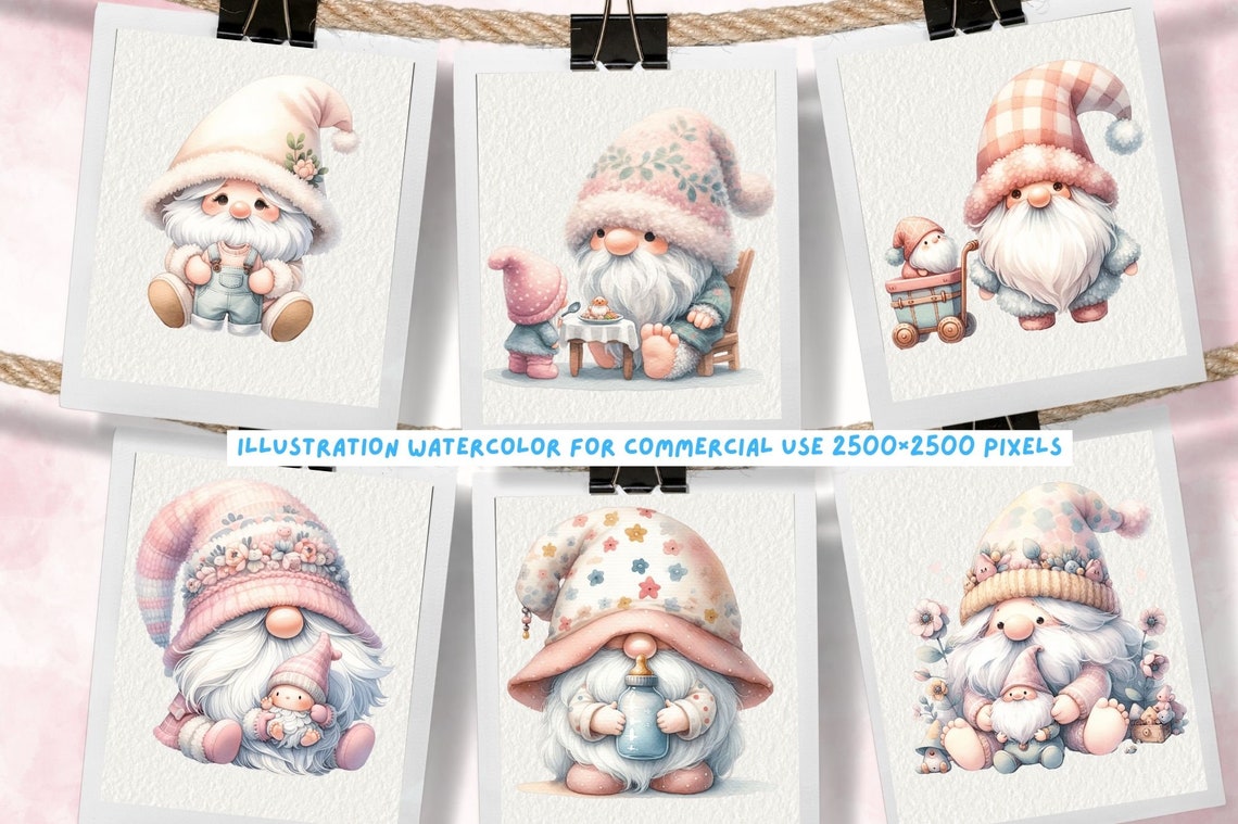 Mother's Day Gnome Watercolor Clipart, Mom Baby Watercolor PNG, Mother ...