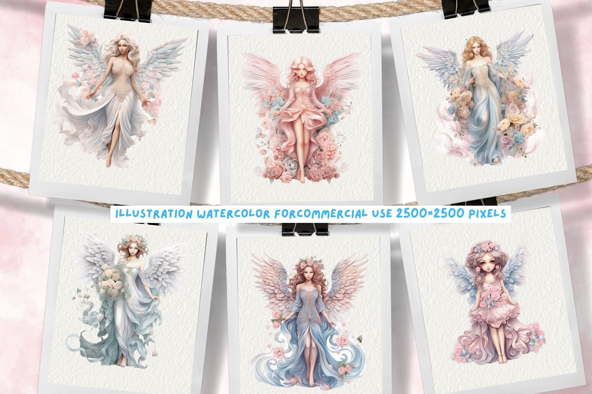 Pastel Angel Floral Clipart, Beautiful Bibilcal Angel Clipart , Female ...