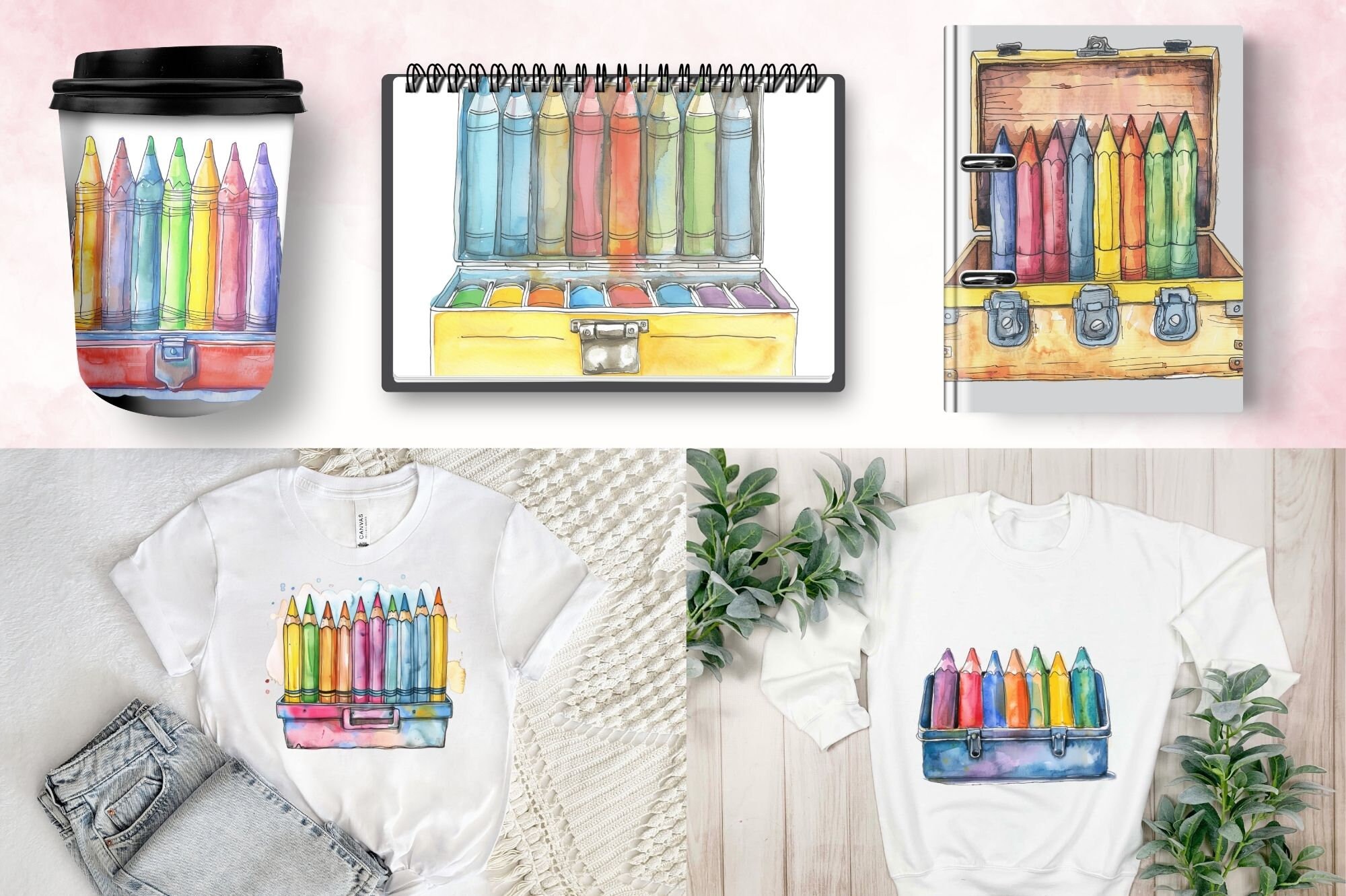 Watercolor Crayons Clipart, Back to School Teachers, Art Supplies ...