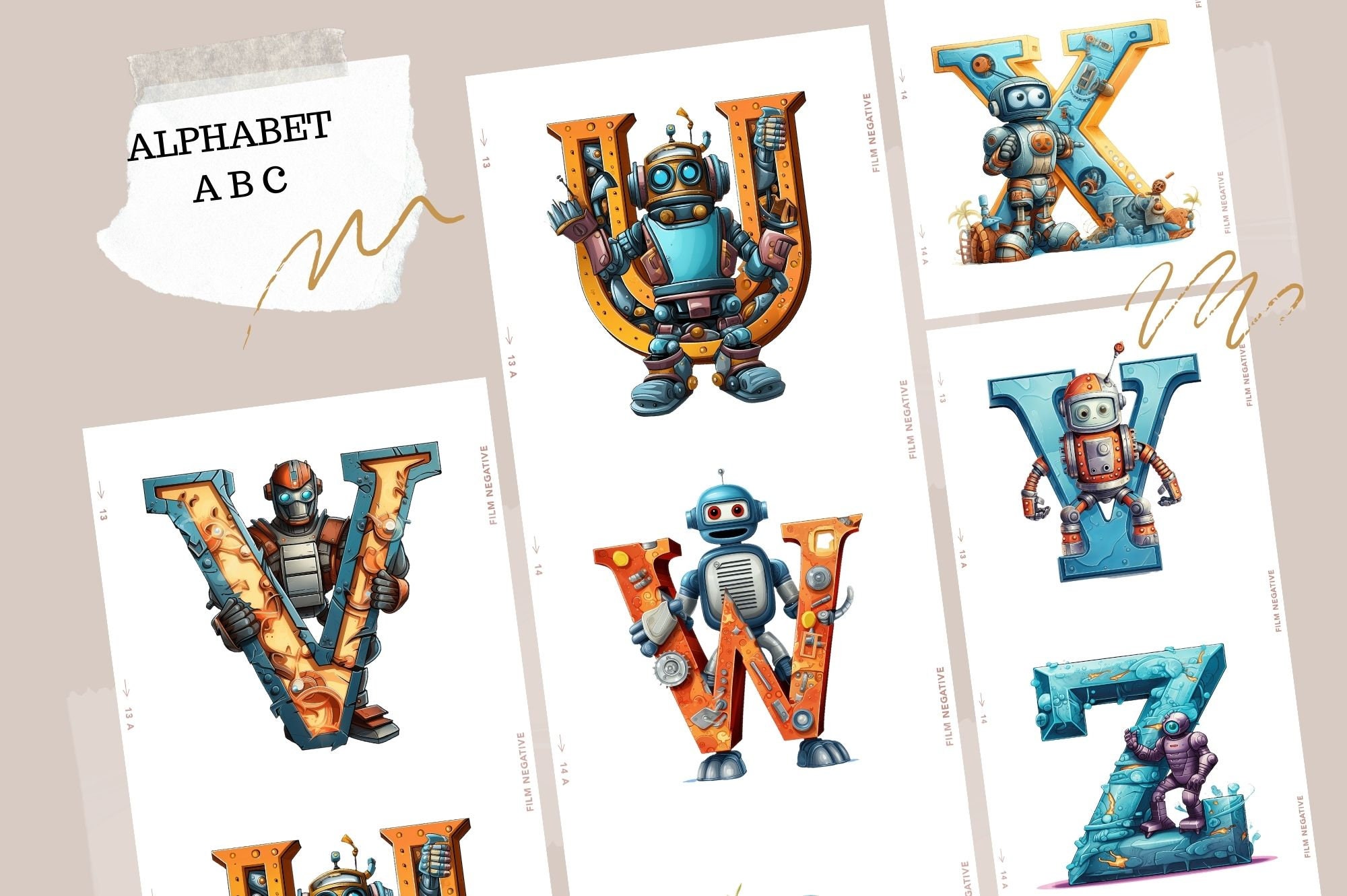 Robot Alphabet Clipart Robot Cut Files for Cricut Robot Kids - Etsy