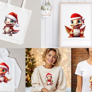 Baby Dinosaur Christmas Watercolor Clipart, Holiday Dinosaur Clipart ...