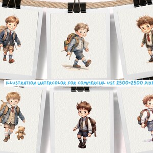 School Kids Watercolor Clipart, Children Back to School Clipart ...