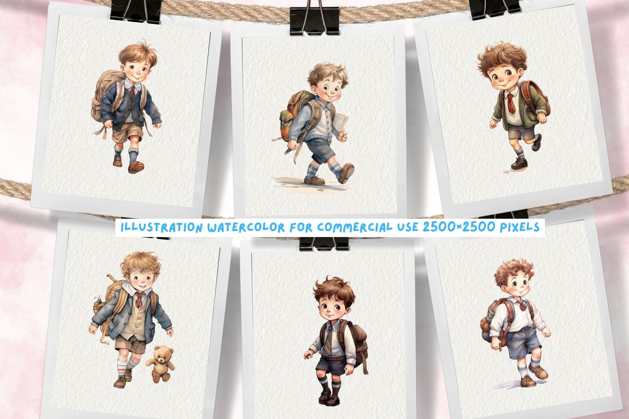 Watercolor School Kids Clipart: Back to School PNG (commercial Use) - Etsy