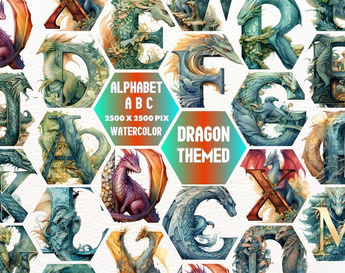 Dragon Letter Clipart, Transparent PNG, Instant Download, Dragon ...