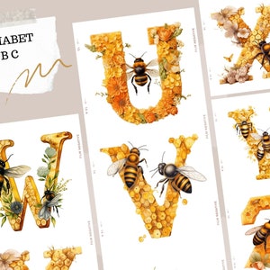 Honeybee Alphabets and Number, Bee Font, Bee Alphabet, Animal Font ...