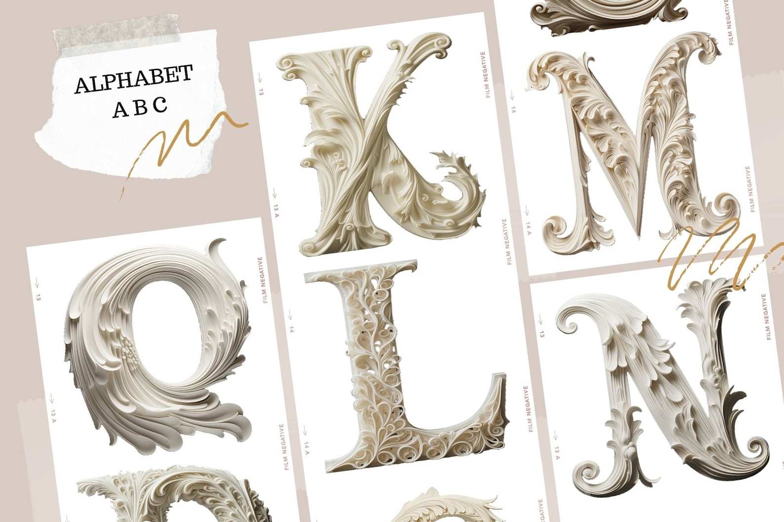 Alphabet Sculpture Roman, Alphabet Letters Old English Fonts Bundles ...