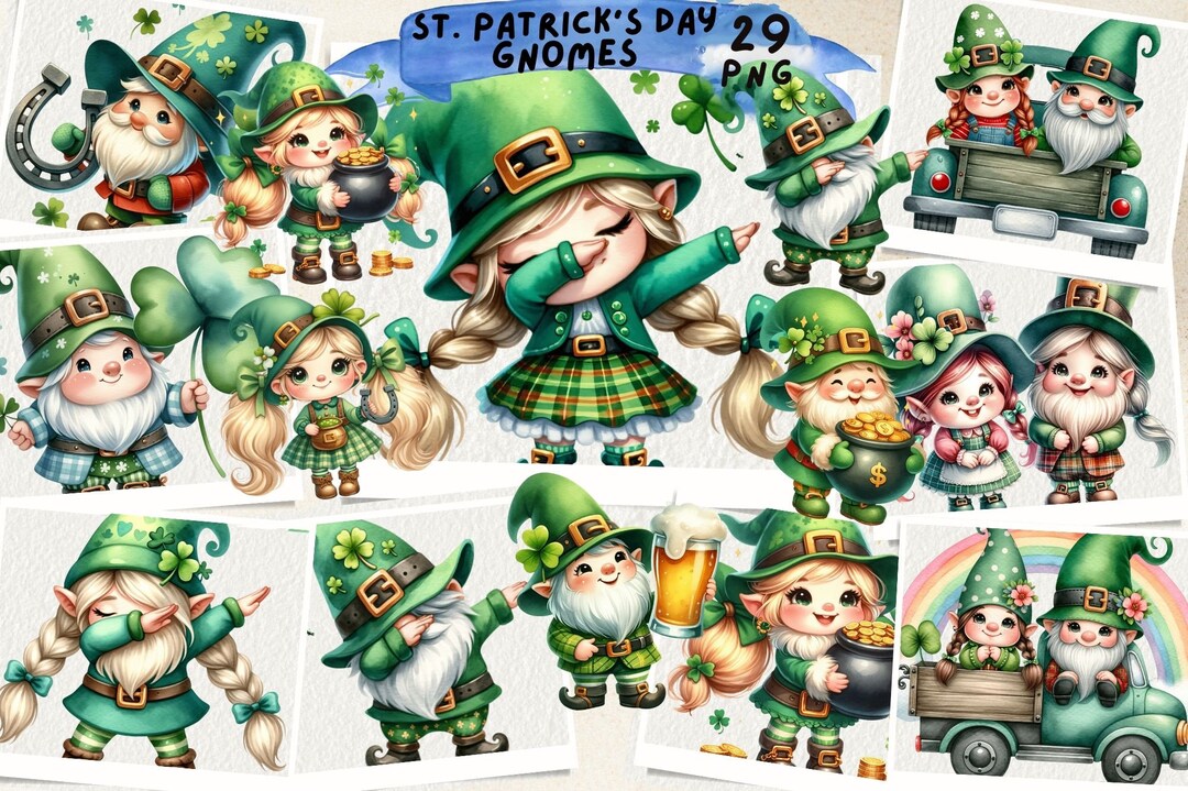 St. Patrick’s Day Gnomes Clipart, St Patrick Gnome, St. Patrick’s Day ...