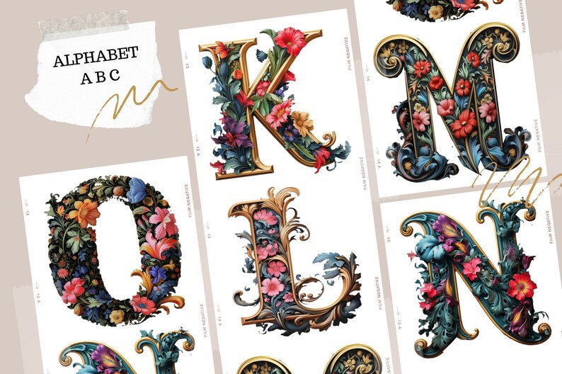 Antique Letters Old English Alphabet Clipart, Alphabet Art Nouveau ...