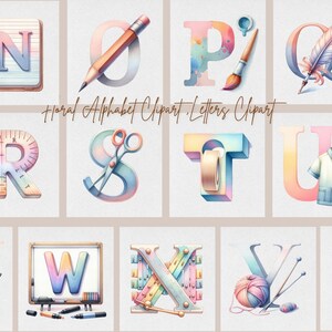 Back to School Alphabet Clipart, Supplies Alphabet, Alphabet, School ...