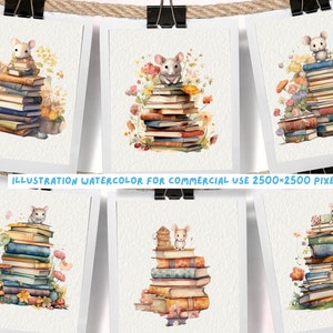 Cute Stack Books Mouse Clipart, Fairytale Books Clipart, Book Clipart ...
