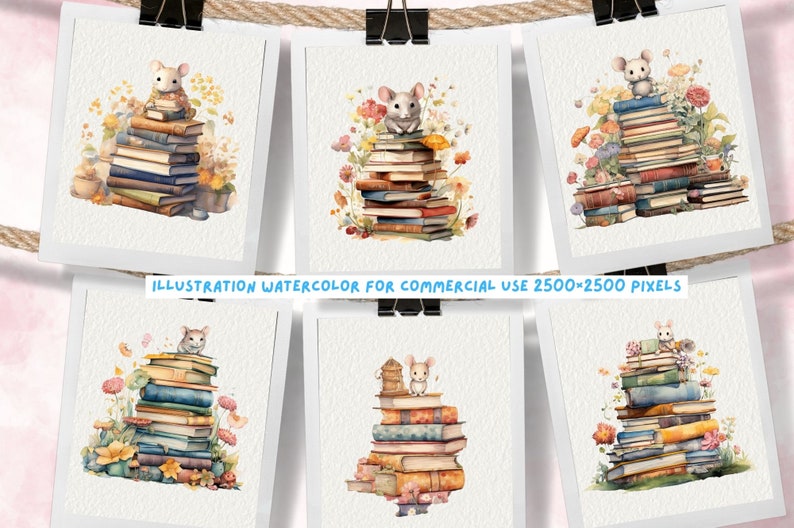 Cute Stack Books Mouse Clipart, Fairytale Books Clipart, Book Clipart ...