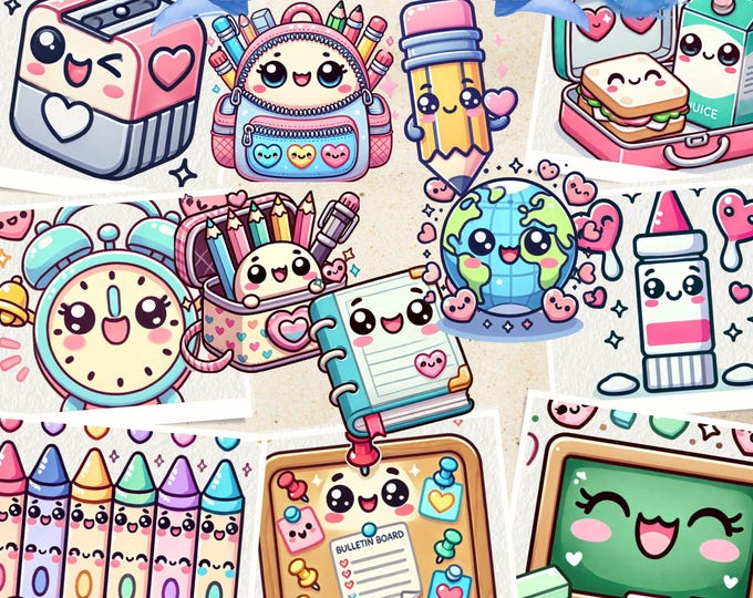 School Faces Clipart Set - Hand Drawn Digital Clipart - School Days ...