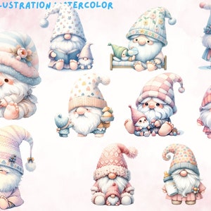 Mother's Day Gnome Watercolor Clipart: Mom & Baby PNG (digital Download ...