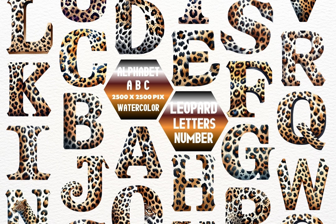 Leopard Alphabet, Alphabet Letters PNG Bundle, Hand Drawn Doodles ...