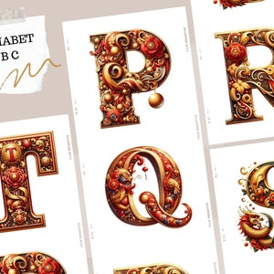 Chinese New Year Letters Alphabet, Letters A-Z, Numbers 0-9 , Chinese ...