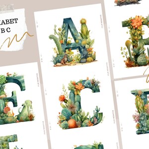 Cactus Alphabets Clipart, Cactus Alphabet, Succulent Font, Succulent ...