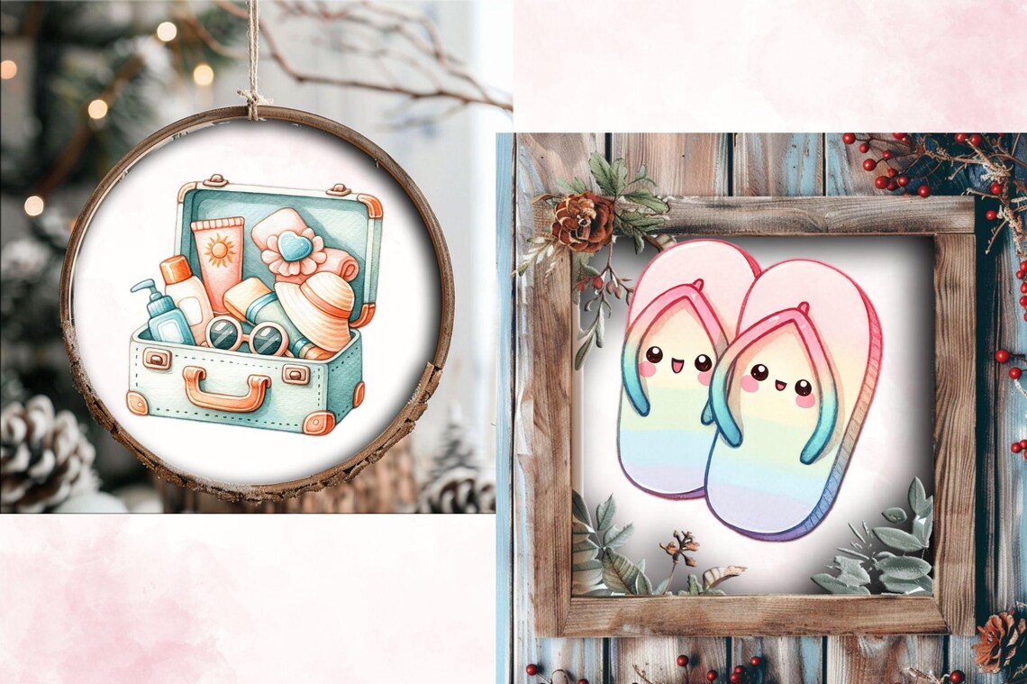 Kawaii Beach Clipart, Summer Clipart, Cute Kawaii Cartoon Characters ...