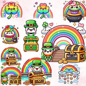 Lucky St Patricks Day Clipart Set, Cute St Patty's Day PNG, Shamrock ...