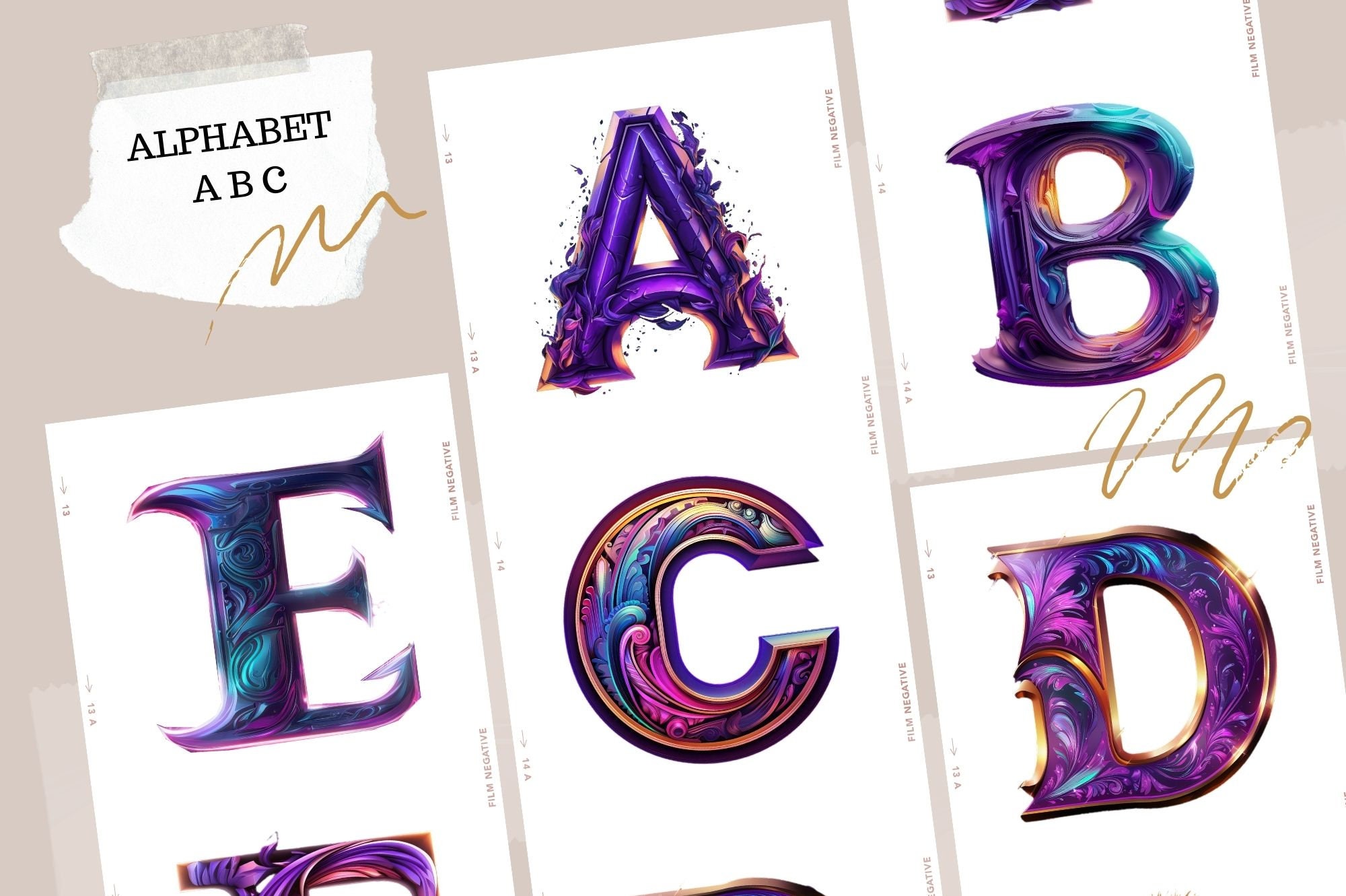 Light Purple Colorful Alphabet Clipart, Bright Pink Blue Purple Alcohol ...