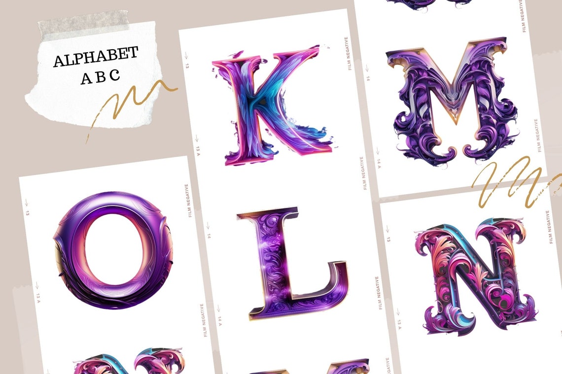 Light Purple Colorful Alphabet Clipart, Bright Pink Blue Purple Alcohol ...