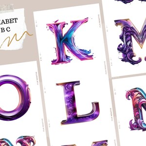 Light Purple Colorful Alphabet Clipart, Bright Pink Blue Purple Alcohol ...