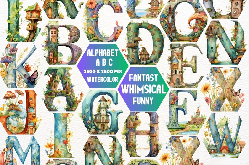 Fairy Tale Letters Clipart, Whimsical Fantasy Funn, Fantasy Fonts ...