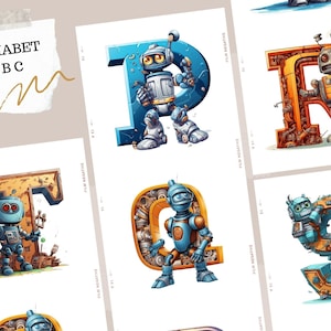 Robot Alphabet Clipart, Robot Cut Files for Cricut, Robot Kids Alphabet ...