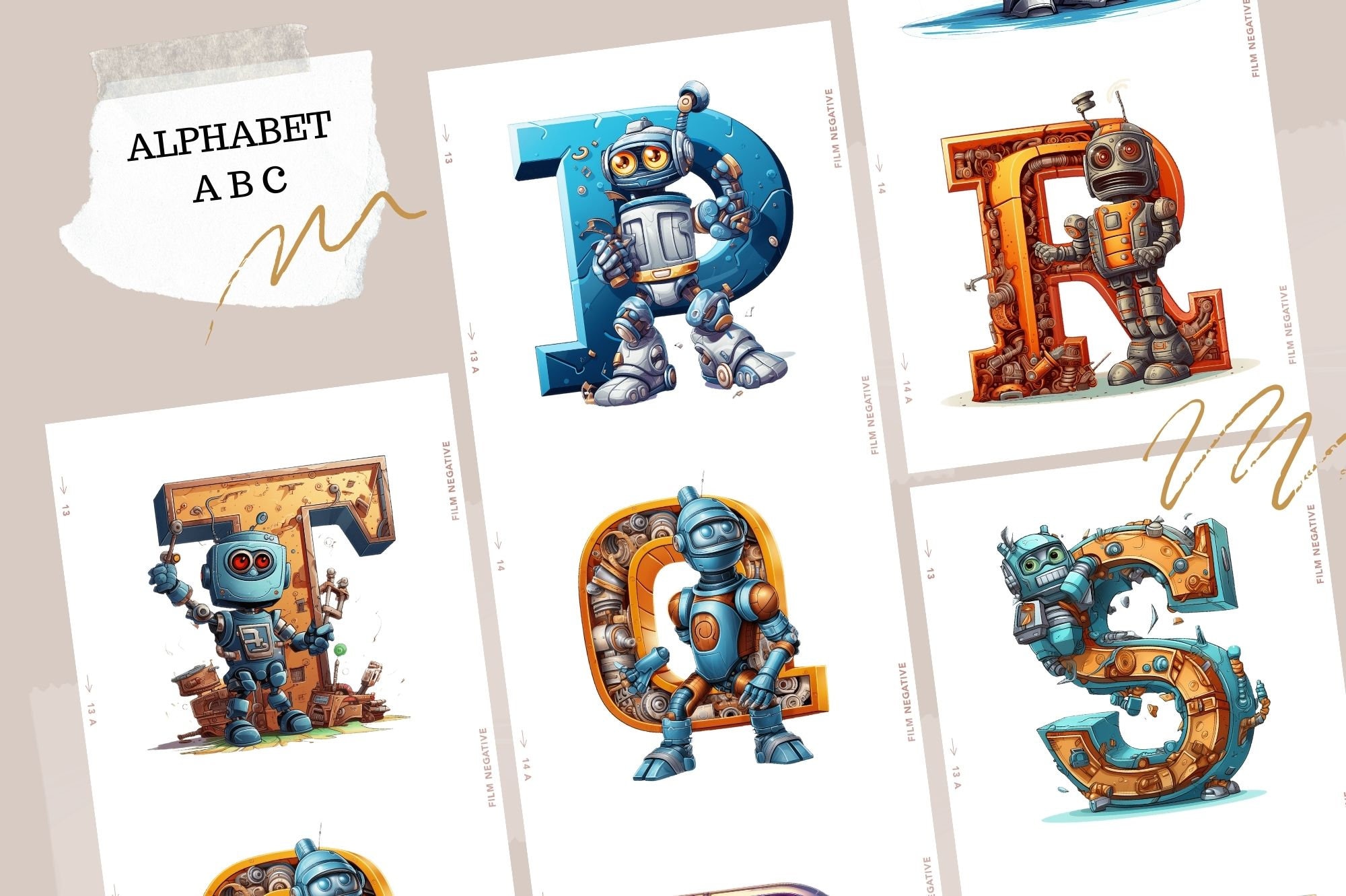 Robot Alphabet Clipart Robot Cut Files for Cricut Robot Kids - Etsy