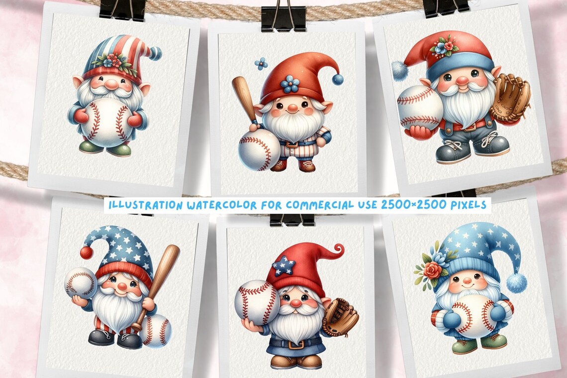 Sports Gnomes Clipart, Game Day, Sports Sublimate, Baseball, Basketball ...