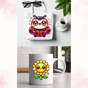 Kawaii Spring Clipart. Cute Flowers, Animals, Rainbows, Bunny, Bee ...