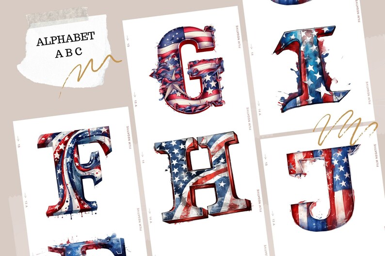Vintage America Alphabet American Font American Flag Font - Etsy