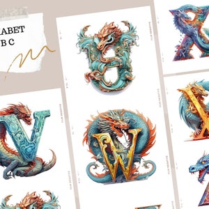 Chinese Dragons Letters Clipart Illuminated, Fantasy Dragon, Alphabet ...